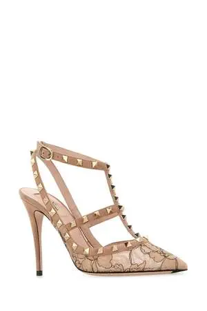 Valentino Garavani Rockstud Lace And Suede Pumps - Multicolor