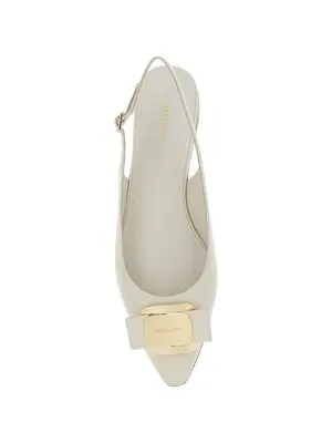 FERRAGAMO Leather Slingback Pumps With Gold-tone Hardware