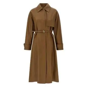 Fendi Lambskin Belted Trench Coat - Brown