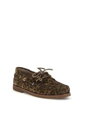 GIANVITO ROSSI Leopard-print Suede Lace-up Loafers - Multicolor