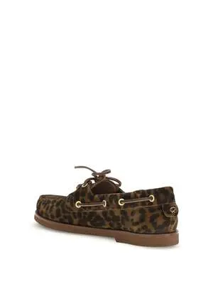 GIANVITO ROSSI Leopard-print Suede Lace-up Loafers - Multicolor