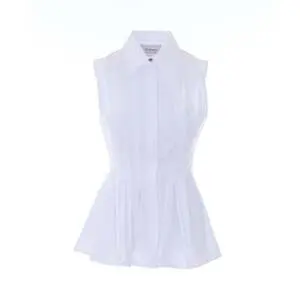 Sportmax Sleeveless Crew Neck Pleated Shirt - White