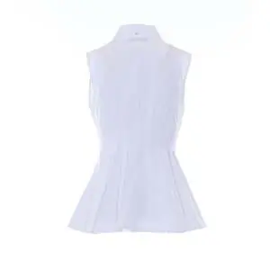 Sportmax Sleeveless Crew Neck Pleated Shirt - White