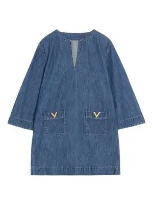 Valentino Garavani Vlogo Signature Denim Short Dress - Multicolor