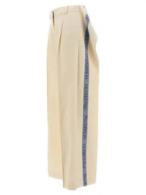 JW Anderson Paneled Wide Leg Linen Blend Trousers