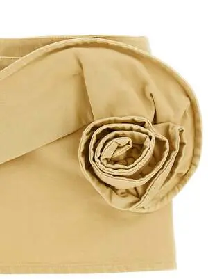 Magda Butrym 02" Cotton Denim Miniskirt With 3d Flower Appliqu