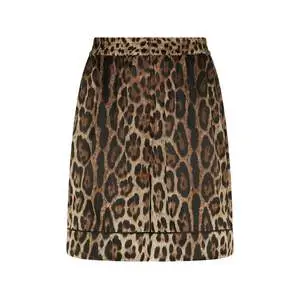 Dolce & Gabbana Leopard Print Silk Shorts - Brown