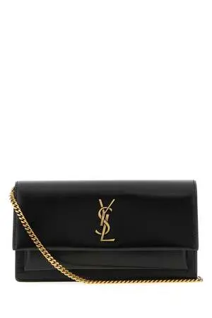 Saint Laurent Leather Sunset Clutch With Chain Strap