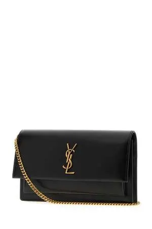 Saint Laurent Leather Sunset Clutch With Chain Strap