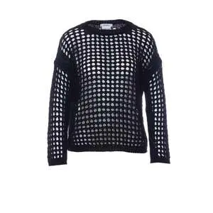 Max Mara Crochet Long Sleeve Top - Black