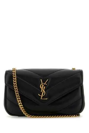 Saint Laurent Leather Mini Loulou Crossbody Bag - Black