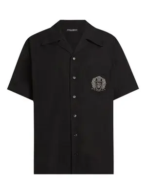 Dolce & Gabbana Hawaii Short-sleeved Cotton Shirt - Black