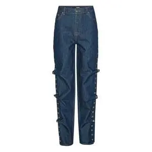 ROTATE BY BIRGER CHRISTENSEN Wide-leg Denim Jeans With Button Detail - Blue