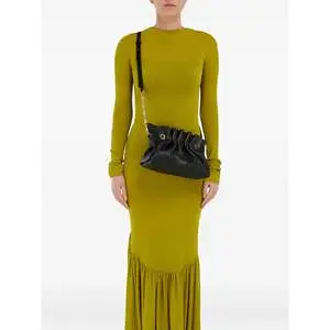 FERRAGAMO Nappa Leather Gancini Shoulder Bag - Black