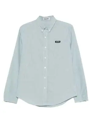 Miu Miu Check Pattern Poplin Shirt - Green