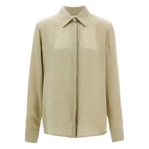 FERRAGAMO Silk Monogram Button-up Shirt - Cream