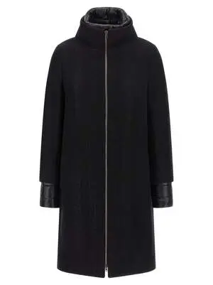 Herno Lamé Thread And Wool Coat - Black