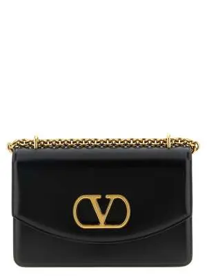 Valentino Garavani Smooth Leather Shoulder Bag With Vlogo Signature - Black