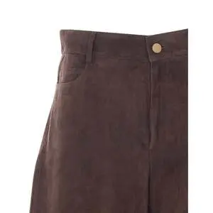 Max Mara Wide Leg Suede Trousers - Brown