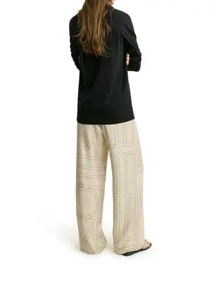 TOTEME Monogram Silk Trousers - Cream
