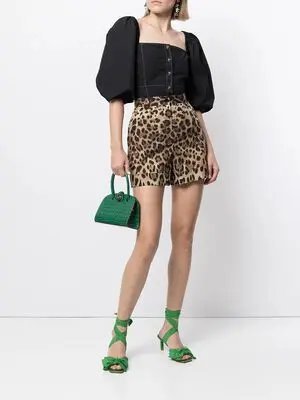 Dolce & Gabbana Leopard-print Poplin Shorts - Brown