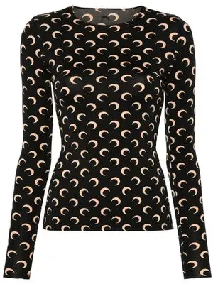 MARINE SERRE Moonogram Crewneck Long Sleeve Top - Multicolor