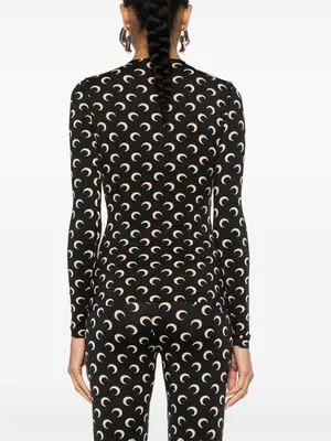 MARINE SERRE Moonogram Crewneck Long Sleeve Top - Multicolor