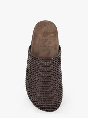 Brunello Cucinelli Leather Sandals With Precious Net Detail