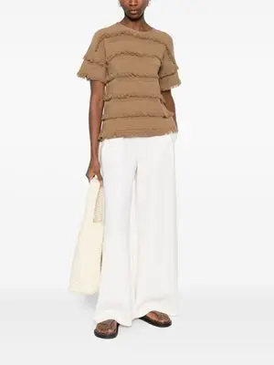 Max Mara Beige Virgin Wool Wide Leg Trousers - Multicolor