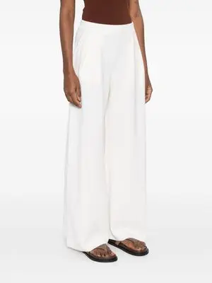 Max Mara Beige Virgin Wool Wide Leg Trousers - Multicolor