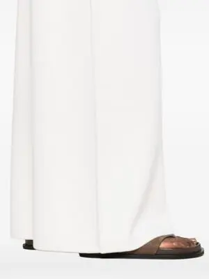 Max Mara Beige Virgin Wool Wide Leg Trousers - Multicolor