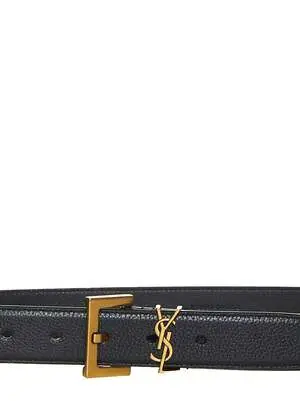 Saint Laurent Cassandre Belt With Square Buckle In Smooth Leather - Multicolor