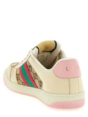 Gucci Screener Leather Sneakers With Web Ribbon Detail
