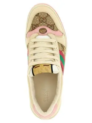 Gucci Screener Leather Sneakers With Web Ribbon Detail