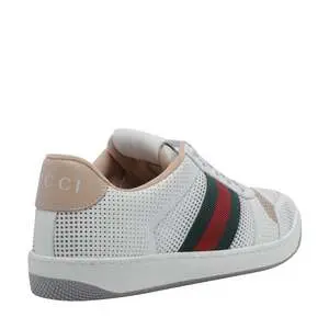Gucci Screener Leather Sneakers With Web Ribbon Detail
