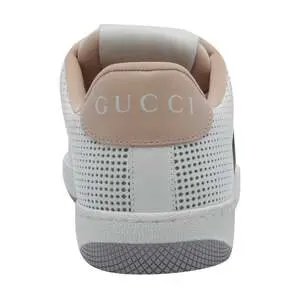 Gucci Screener Leather Sneakers With Web Ribbon Detail