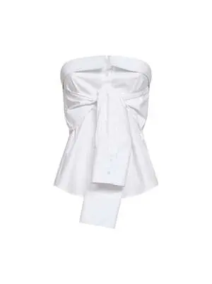 Giuseppe Di Morabito White Poplin Bustier Top With Tied Sleeves - Multicolor