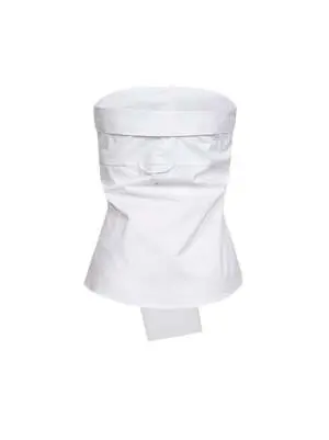 Giuseppe Di Morabito White Poplin Bustier Top With Tied Sleeves - Multicolor