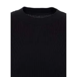 Sacai Satin X Cotton Knit Pullover With Frill Sleeves