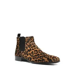 Prada Leopard Print Calf Hair Chelsea Boots