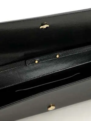 Saint Laurent Kate" Clutch In Grain De Poudre Leather With Cassandre Decoration - Black