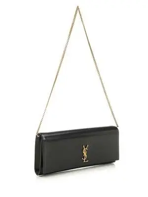 Saint Laurent Kate" Clutch In Grain De Poudre Leather With Cassandre Decoration