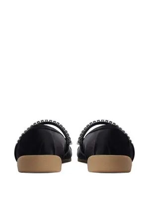 GIUSEPPE ZANOTTI Black Silk Satin Rhinestone Band Ballet Flats