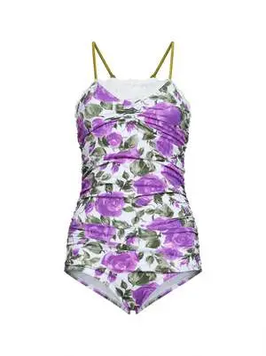 Chloé Rose Print Gathered Bodysuit - Multicolor