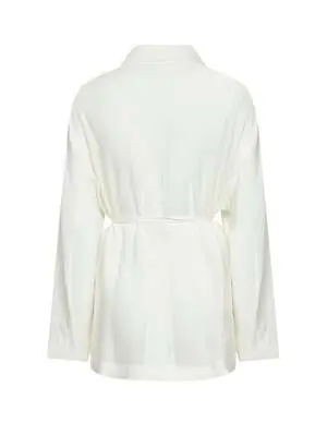 Brunello Cucinelli White Silk Sablé Crêpe Blazer With Monili Embroidery