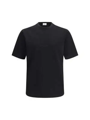 Saint Laurent Cotton Jersey T-shirt With Embroidered Logo - Black