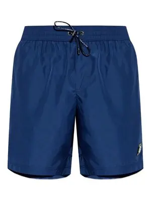 Dolce & Gabbana Boxer Da Mare Medio Con Placca Logata - Blue