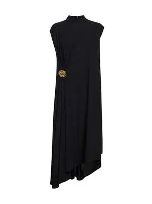 Bottega Veneta Black Crepe Viscose Jersey Asymmetric Dress - Multicolor