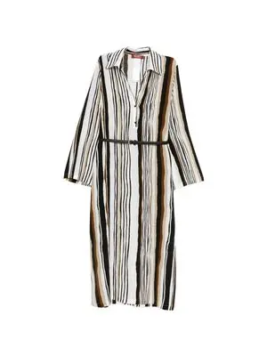 Max Mara Striped Silk Long Dress - Multicolor