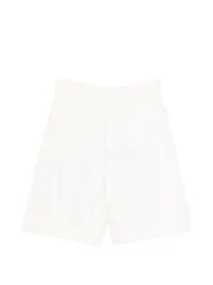 Max Mara Cotton And Linen Blend High Rise Tailored Shorts - Multicolor